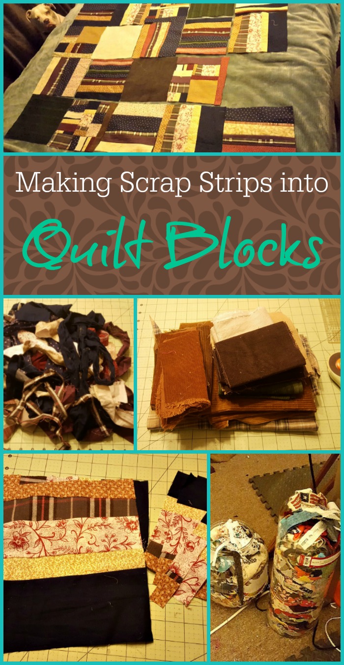 Making Scrap Strips into Quilt Blocks - Teadoddles